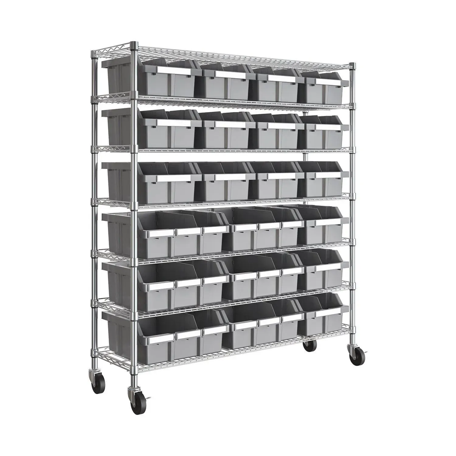 Seville Classics Extra Wide 7-Tier NSF 21-Bin Rack, 48" W x 14" D x 56" H